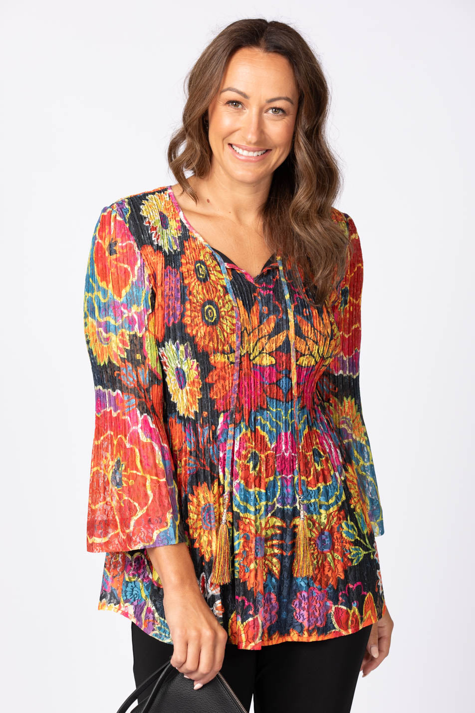 Shop Bayshore Lace Plisse Top in Multi – Fella Hamilton